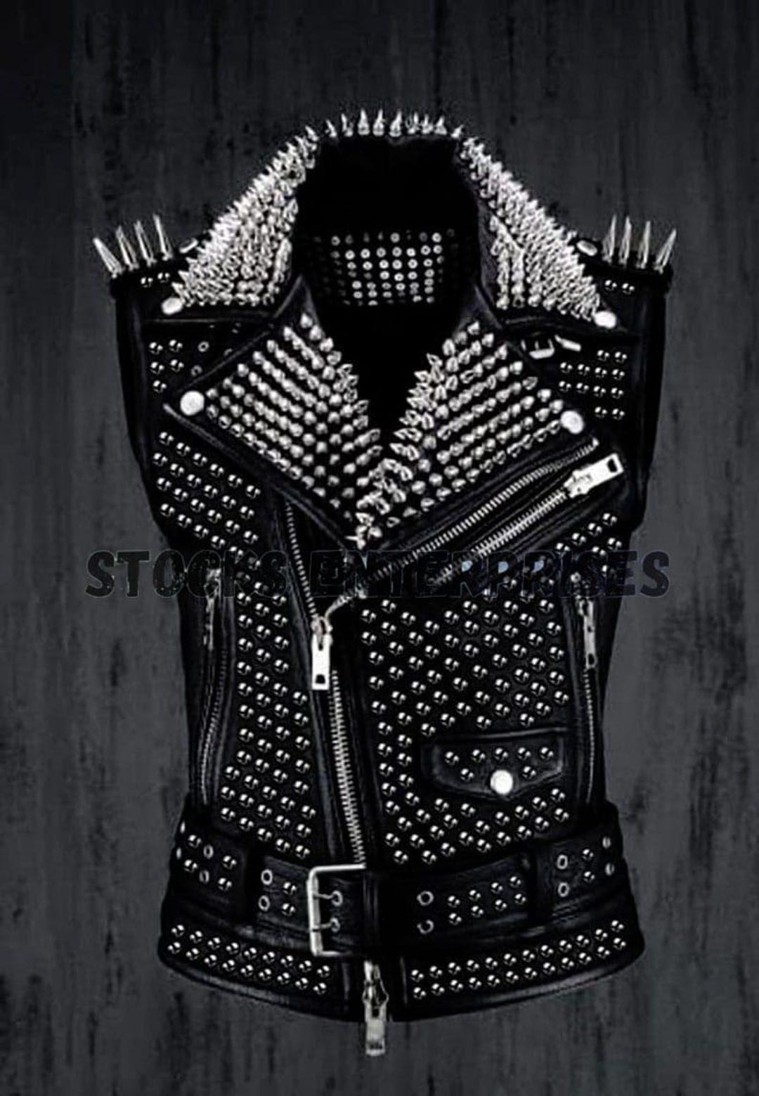 Handmade Men's Studded Punk Style Belted Leather Vest, Women's Steam ...