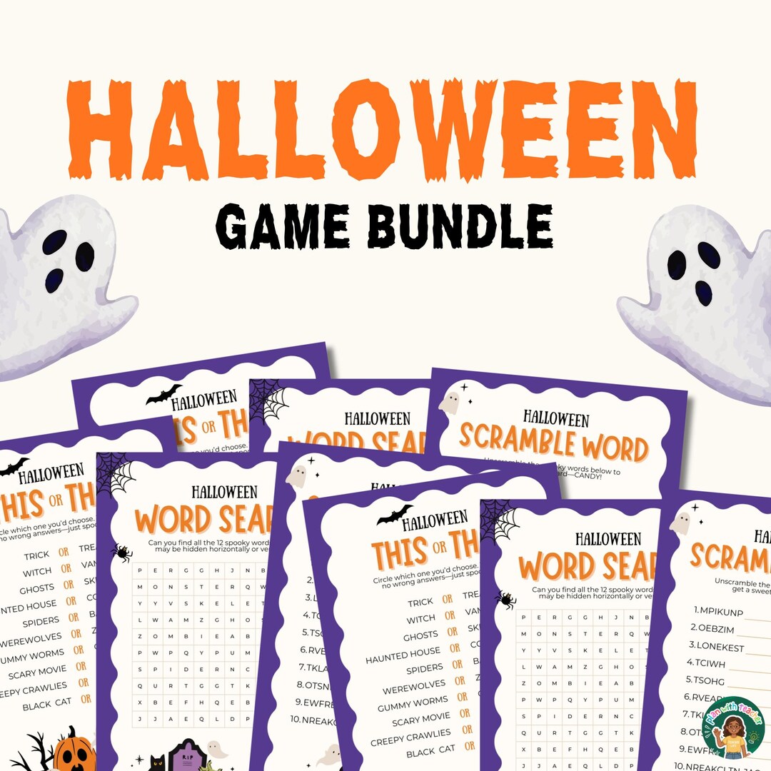Halloween Printable Game Bundle | Halloween Games for Kids Teens and ...