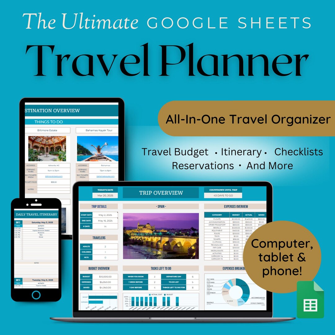 Travel Planner Digital Travel Guide Template Vacation Budget Travel ...