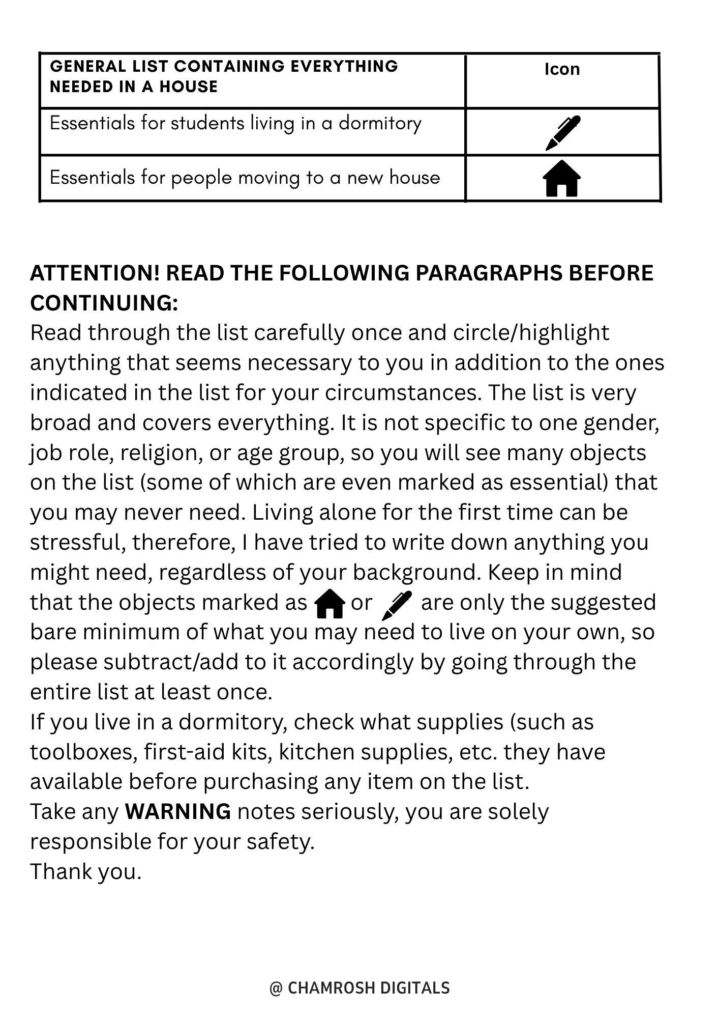 Living Alone Checklist: First Apartment Essentials + Advice (printable ...