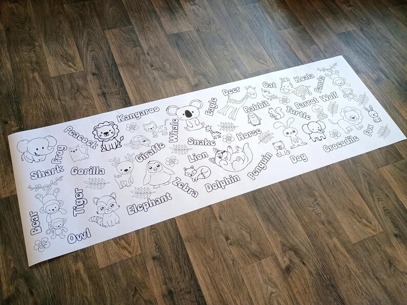 Giant Animal Coloring Poster for Kids | 24x72 Safari Jungle Farm - Etsy