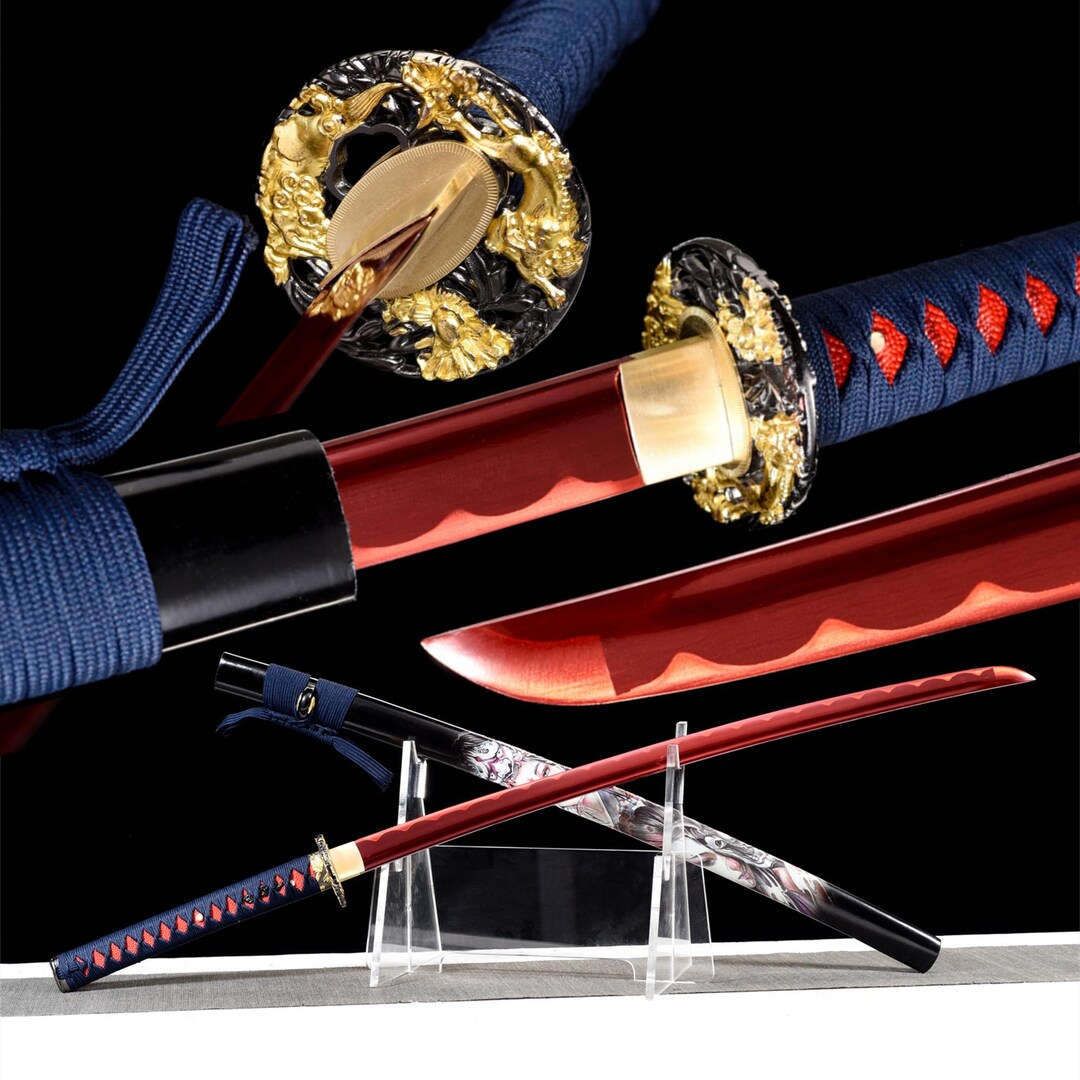 Hand-forged Japanese Katana Sword - Crimson Red Blade, Beauty Sheath ...