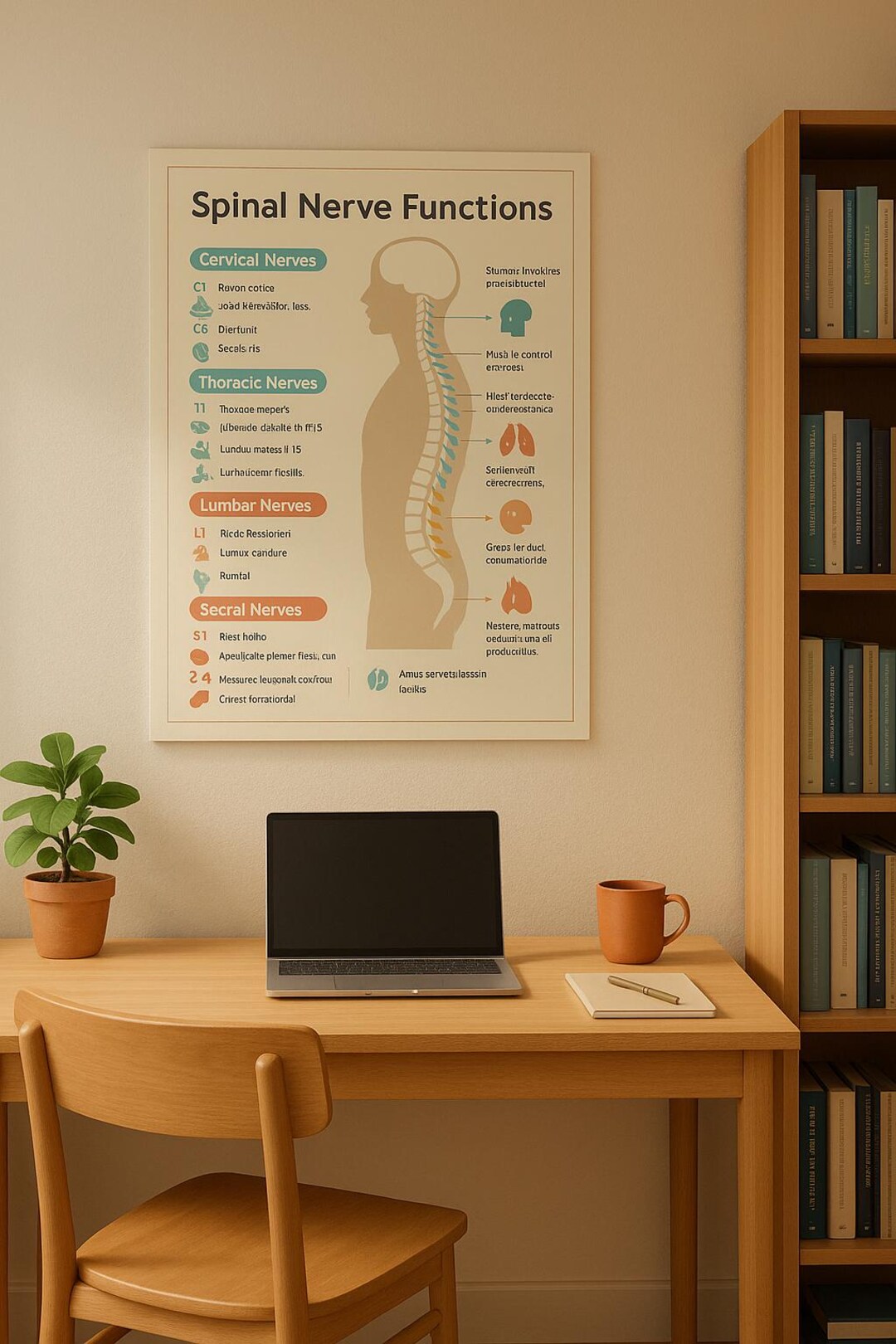 Spinal Nerve Functions Poster | Human Nervous System Chart | Anatomy ...