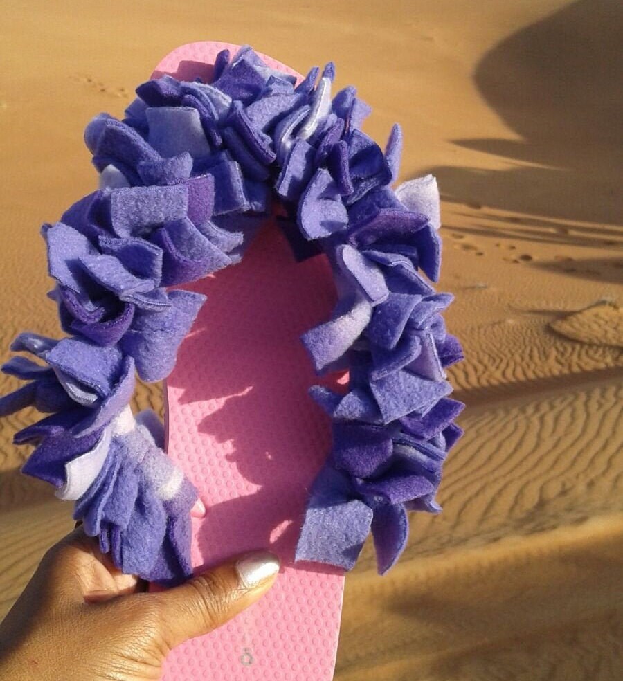 Royal Purple Fun Fuzzy Flip Flops - Etsy
