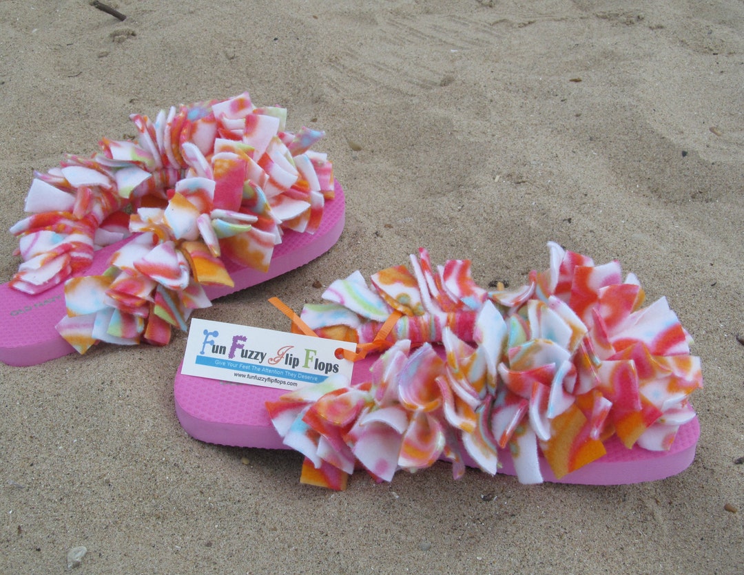 Pink Joy Fun Fuzzy Flip Flops - Etsy