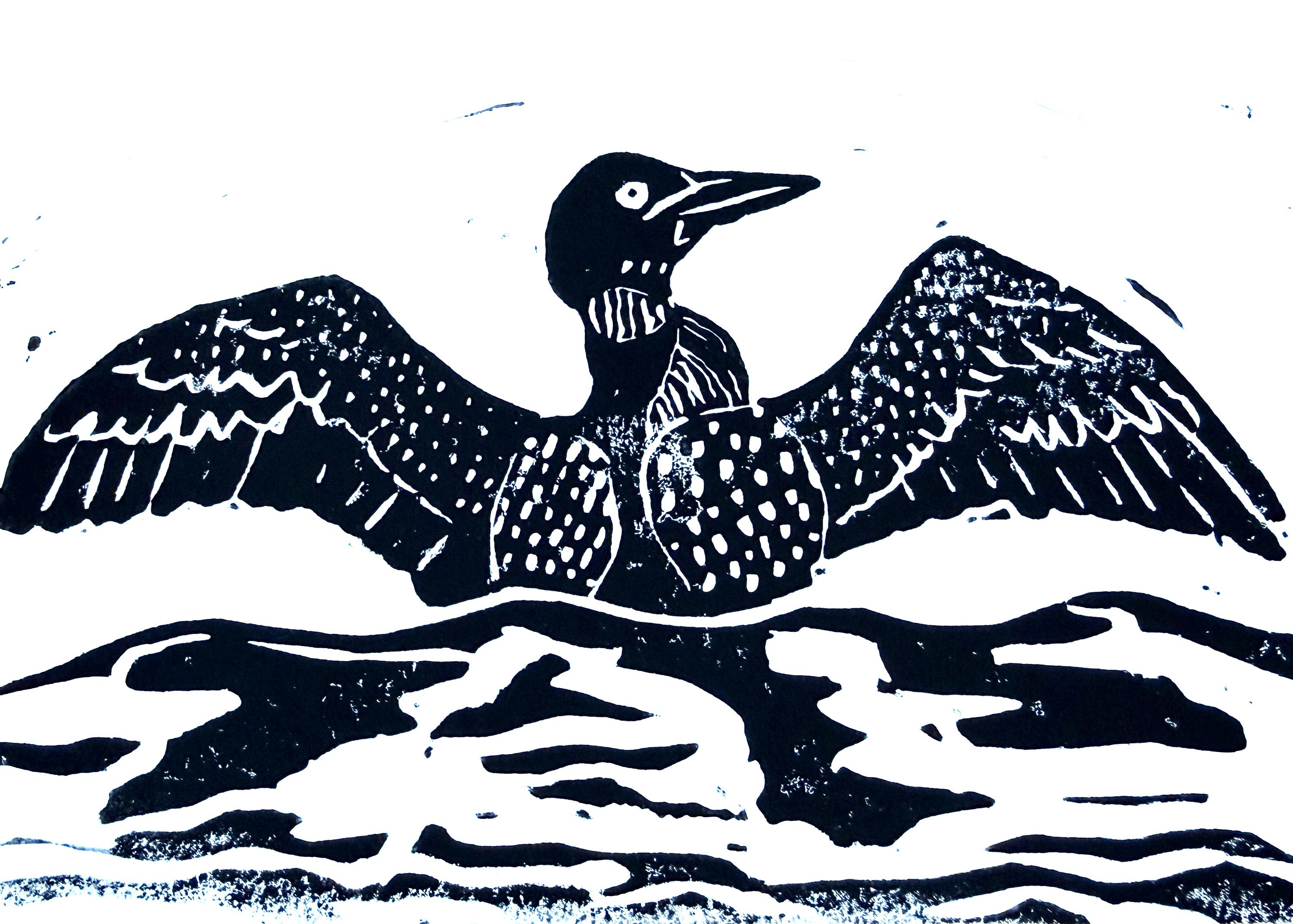 Charity Common Loon Linocut Print - Etsy