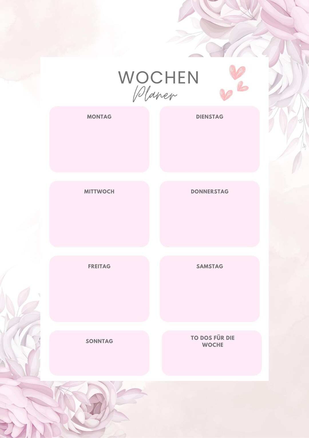 Weekly Planner | Digital | Printable | German | Download | Organization ...
