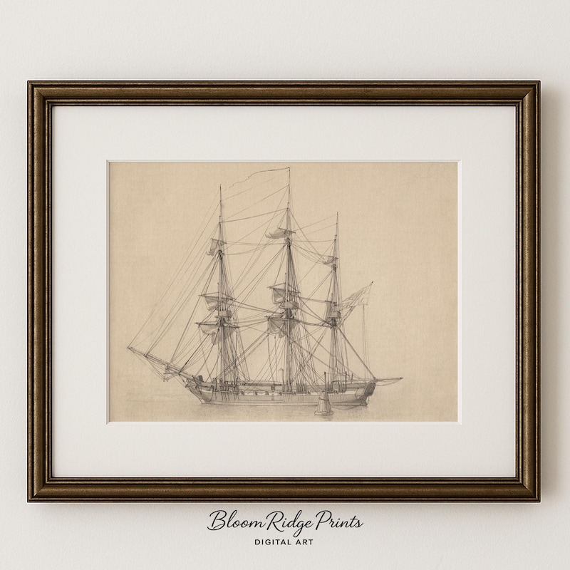 Pencil Drawing Ship - Etsy
