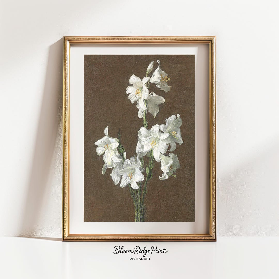 Vintage White Lily Print: Botanical Still Life Painting (digital ...