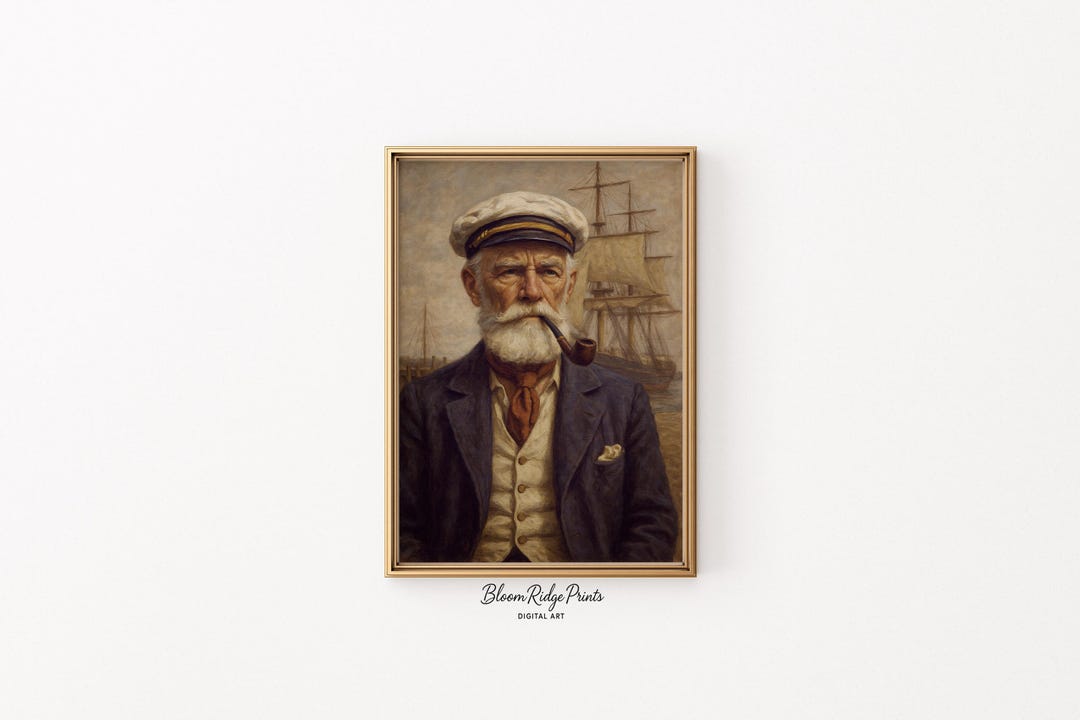Vintage Sea Captain Oil Painting: Nautical Maritime Portrait (digital ...