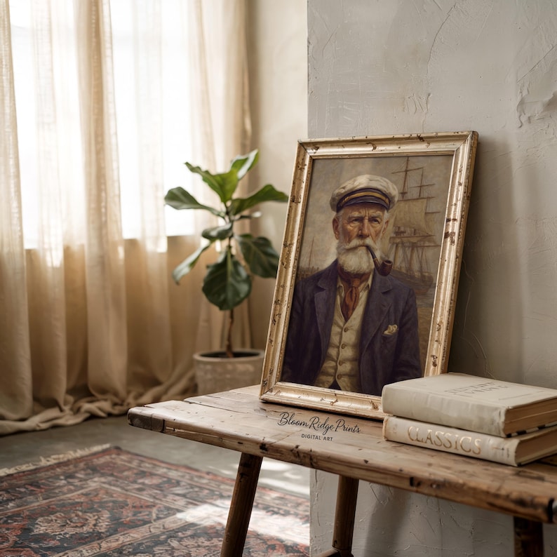 Vintage Sea Captain Oil Painting: Nautical Maritime Portrait (digital ...
