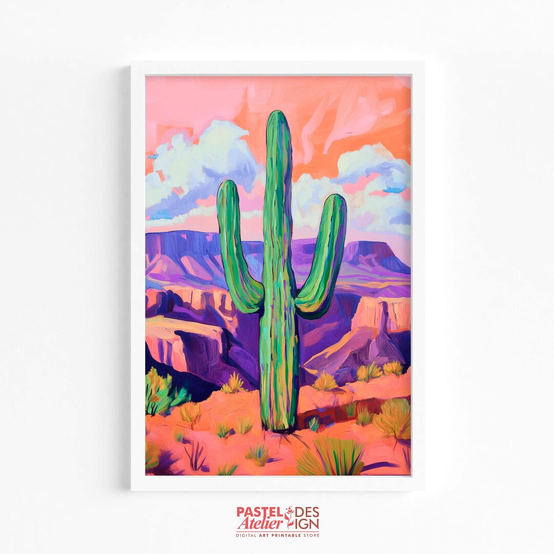 Rustic Desert Cactus Printable Decor, Printable Wall California Desert ...