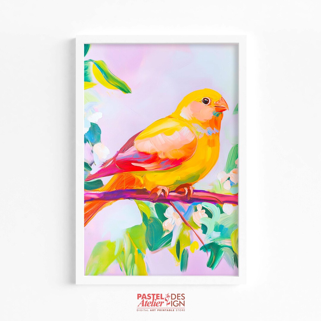 Canary Digital Download, Colorful Tropical Bird Print, Gifts for Bird ...