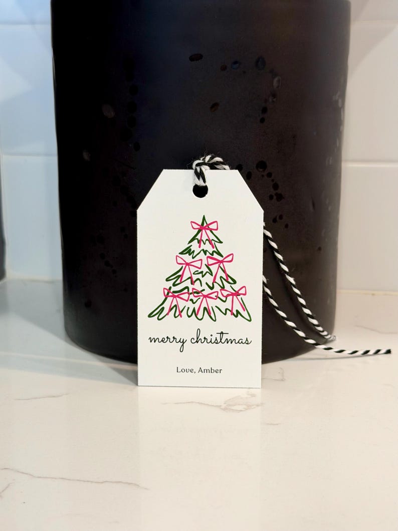 Personalized Christmas Gift Tags | Holiday Tree With Bows - Etsy