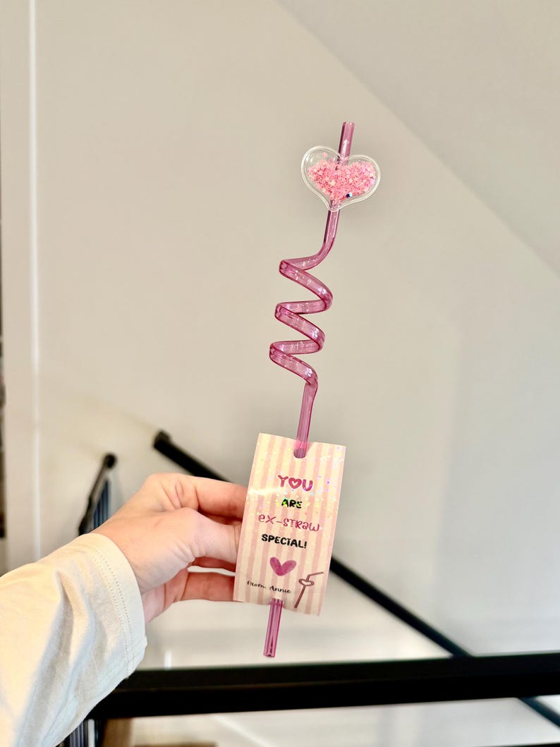 Heart Straw Valentine Favor, Personalized Kids Classroom Exchange - Etsy