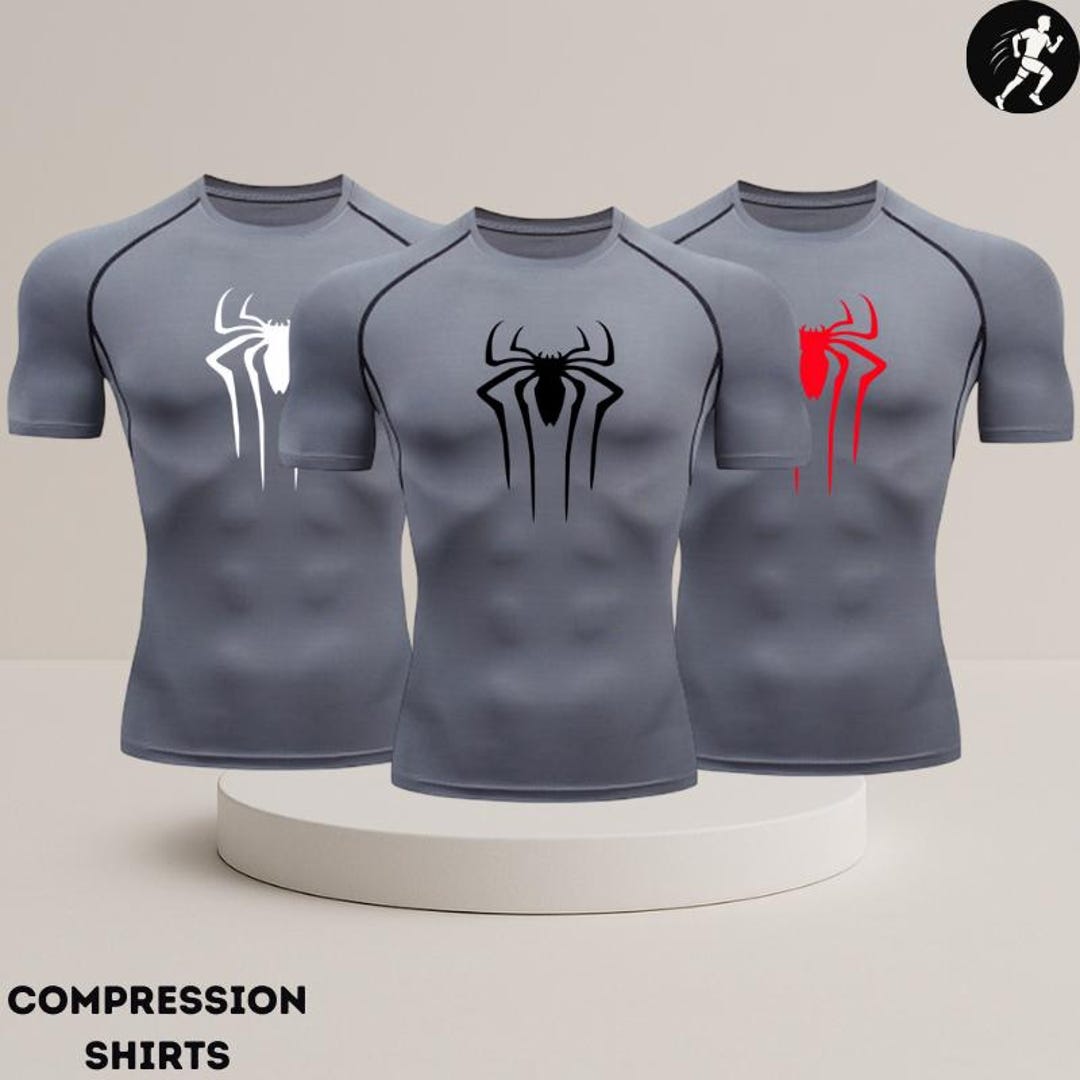 Compression Shirt Spiderman for Men – Quick Dry Fitness Top – Short ...