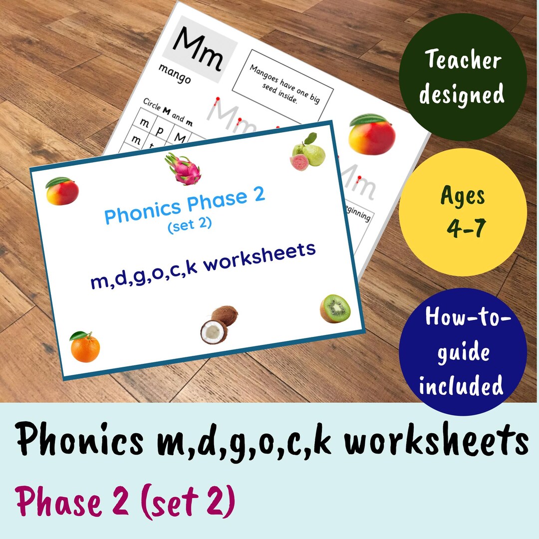 Phonics Worksheets (mdgcock) | Phase 2 Phonics (set 2) | EYFS Phonics ...
