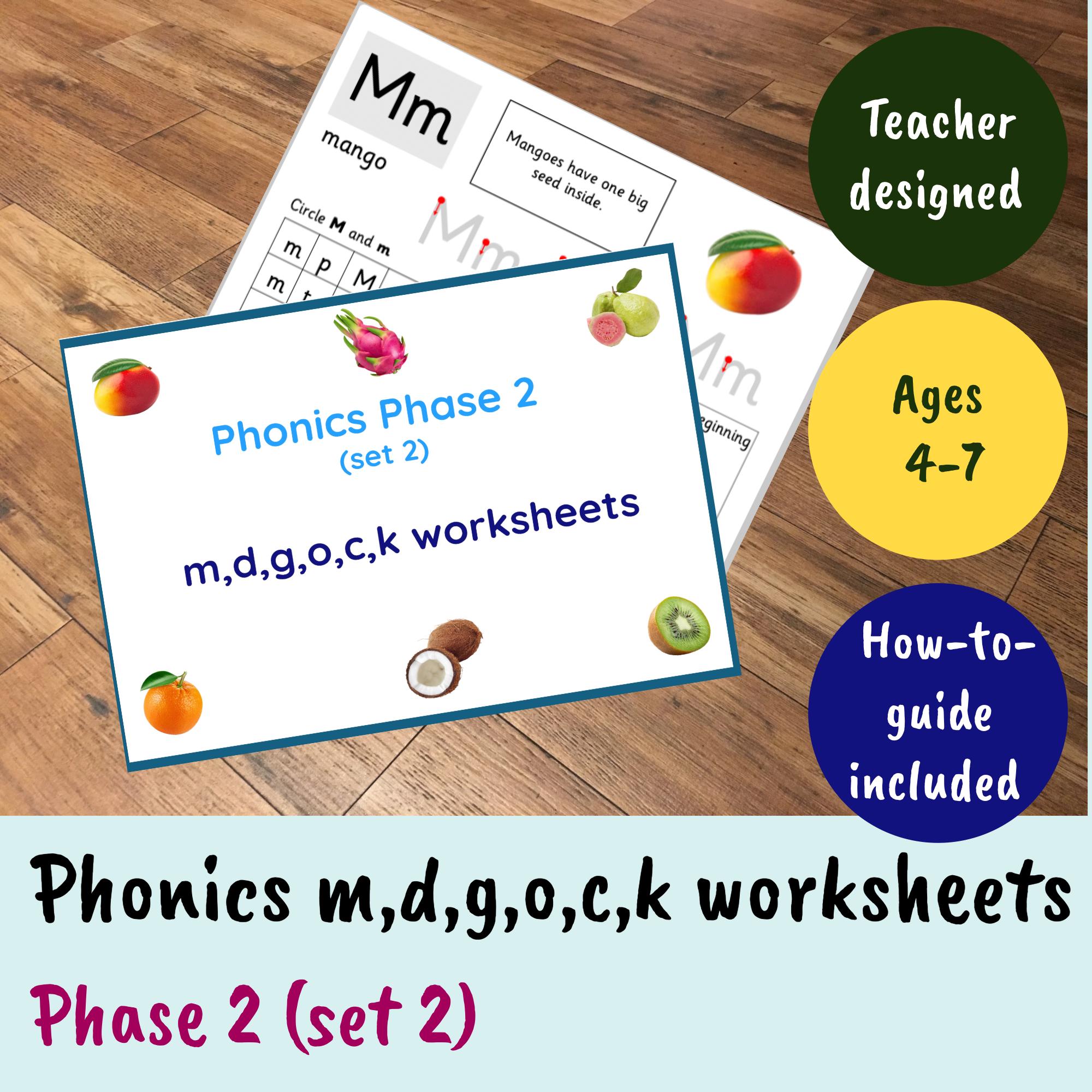 Phonics Worksheets (mdgcock) | Phase 2 Phonics (set 2) | EYFS Phonics ...