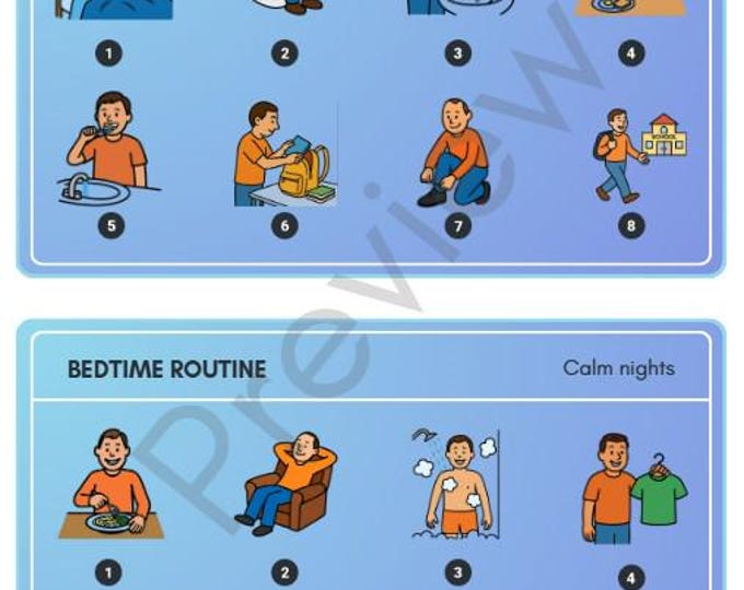 Personalised Visual Routine Chart Morning /evening SEN/ASD Learning ...