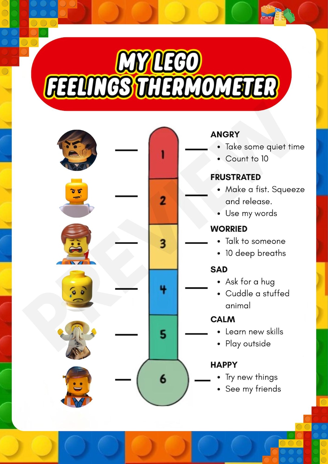 Lego Feelings Thermometer | Autism Visual Support - Etsy