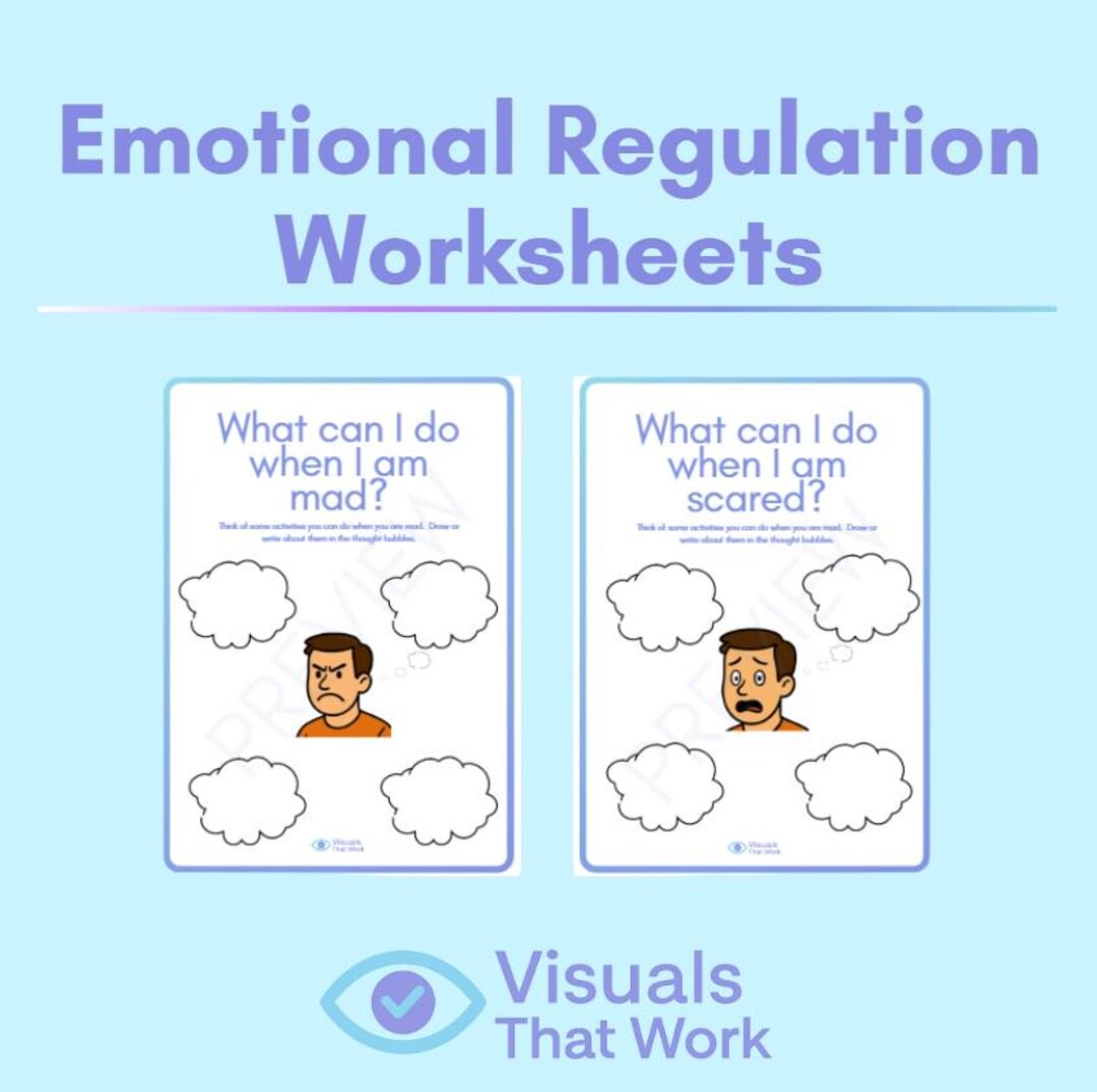 Emotional Regulation Worksheets | Autism Visual Supports | Mad, Sad ...
