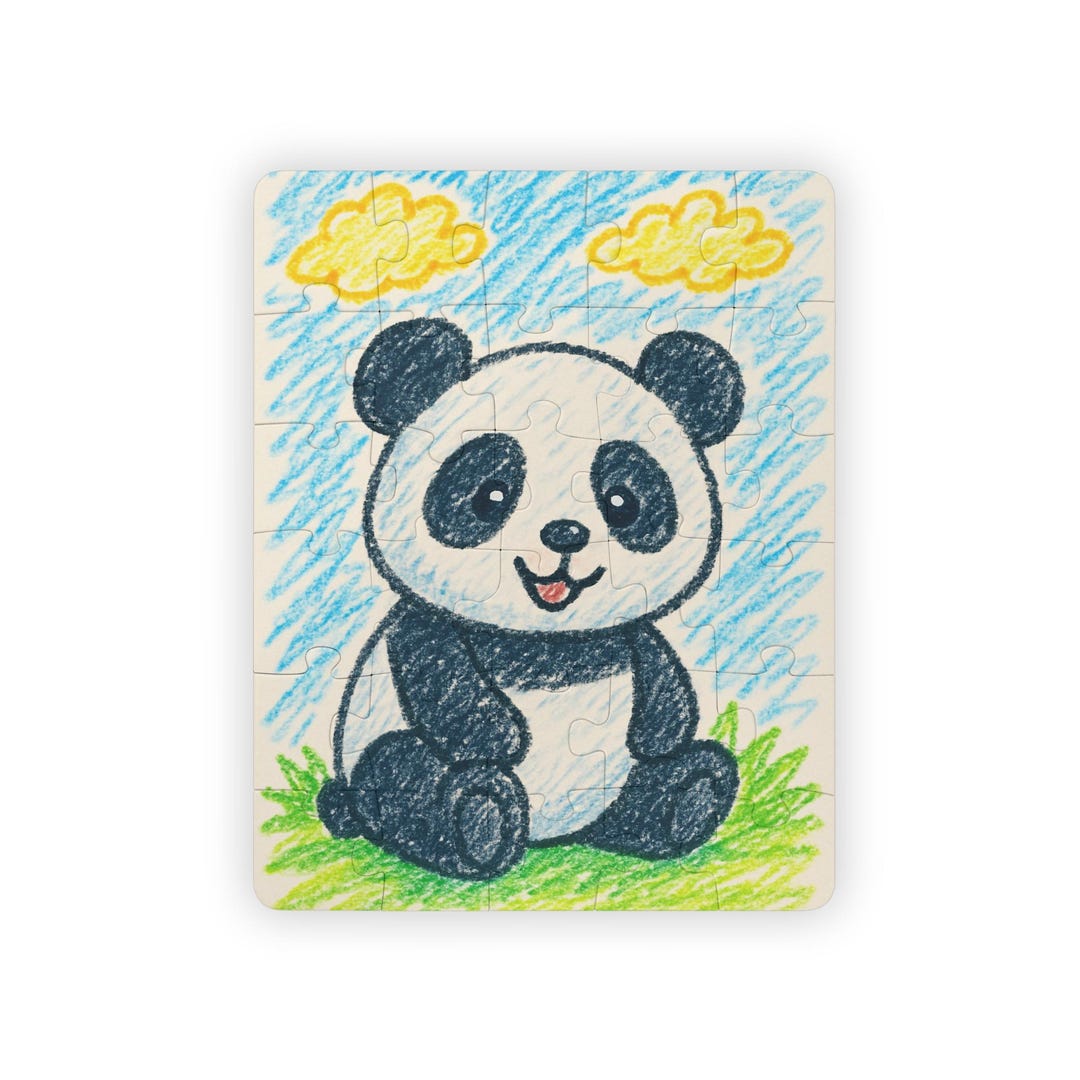 Cute Panda Crayon Style 30 Piece Jigsaw Puzzle Kids Educational - Etsy
