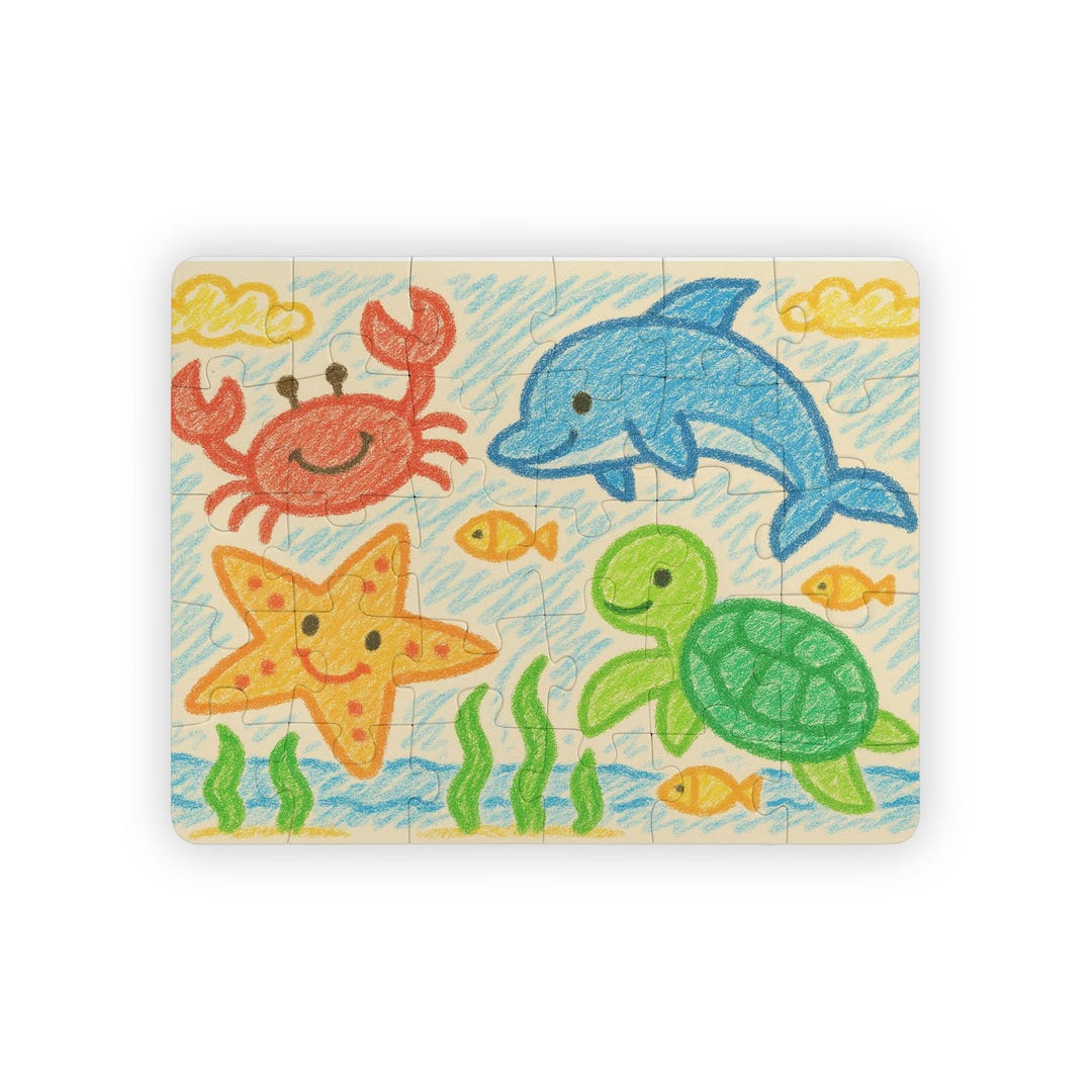 Cute Ocean Animals Puzzle, 30 Piece Toddler Jigsaw Puzzle, Sea Life ...