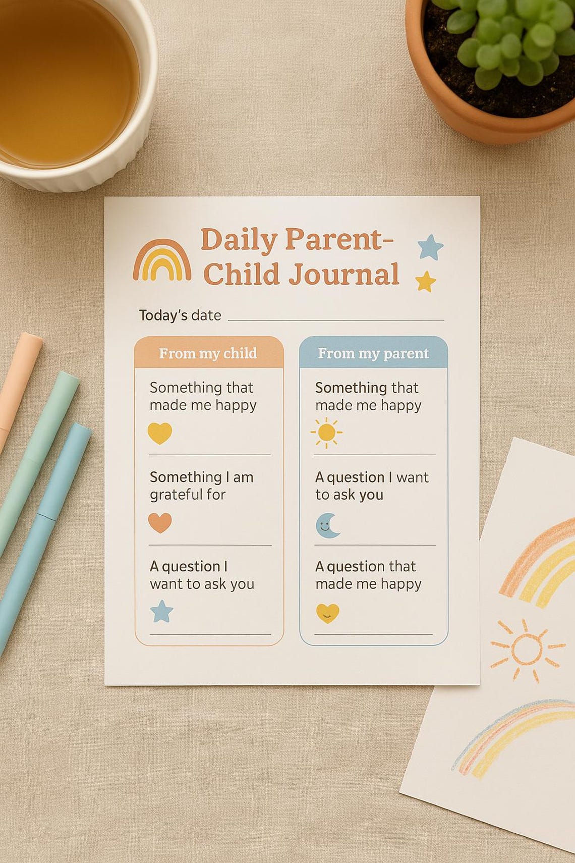 Printable Parent Child Journal. Daily Communication Journal for Kids ...