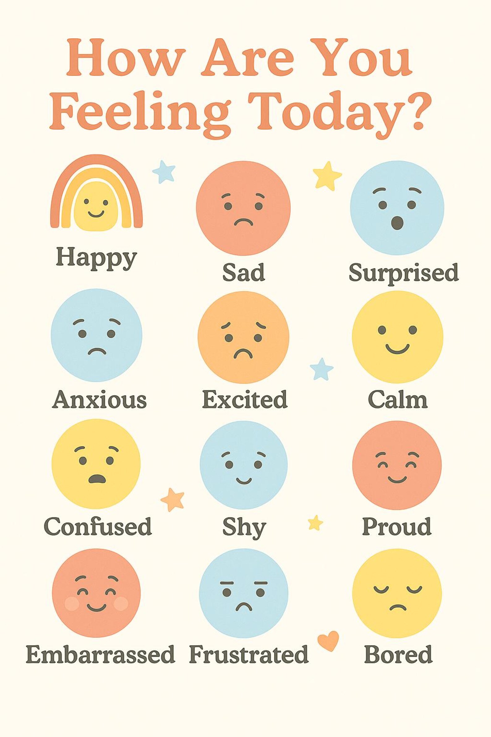 Printable Feelings Chart for Kids – Emotions Poster for Emotional ...