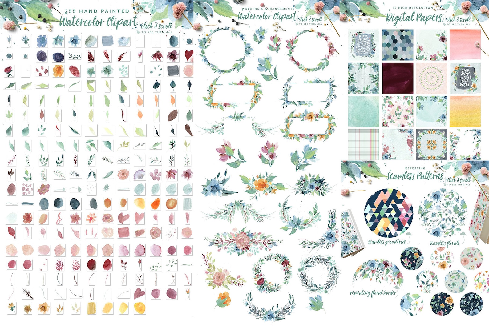 97% OFF Watercolor Clipart Bundle Designer Deal Watercolor | Etsy