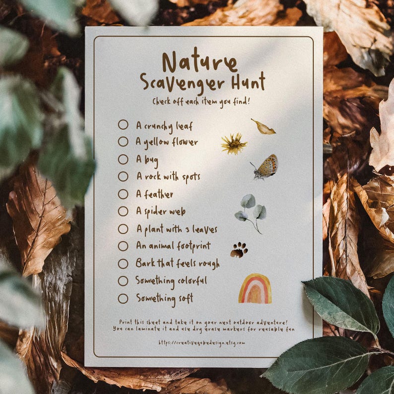 Nature Scavenger Hunt Printable: Outdoor Kids Activity (instant ...