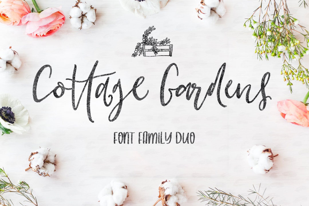 Cottage Gardens Font Family: Hand-drawn Script & Caps (digital Download ...