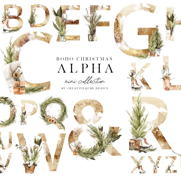 Christmas Alpha Clipart - Etsy