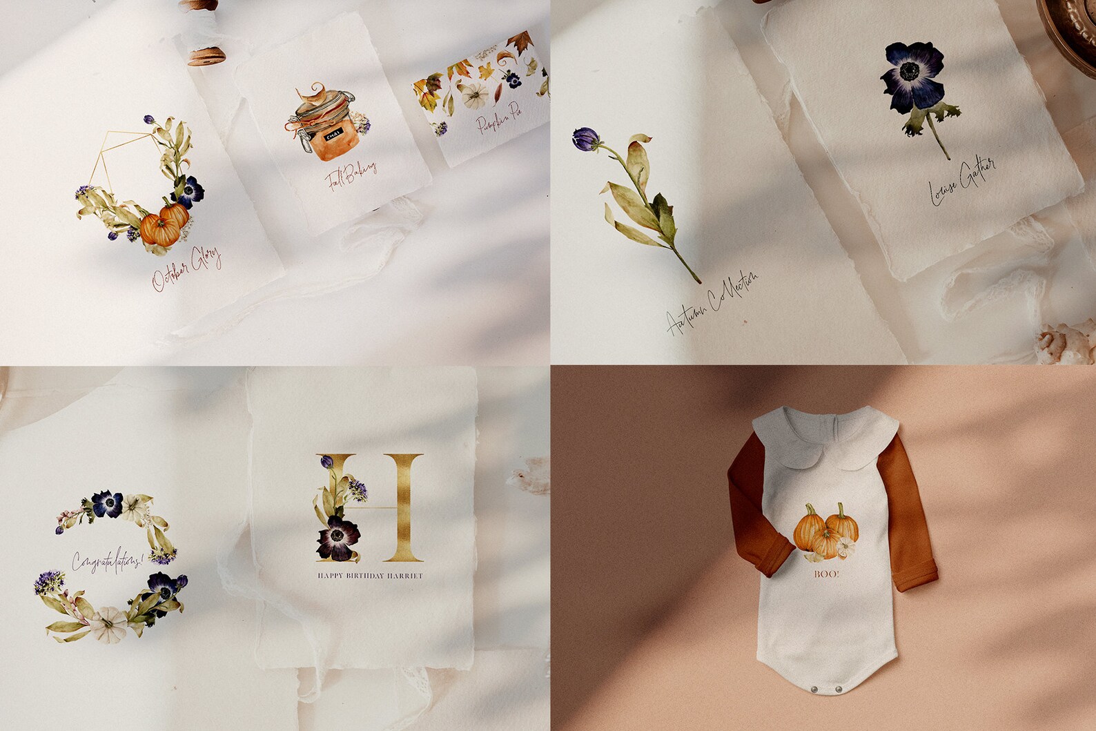 Watercolor Clip Art Fall Flowers Wedding Watercolor | Etsy