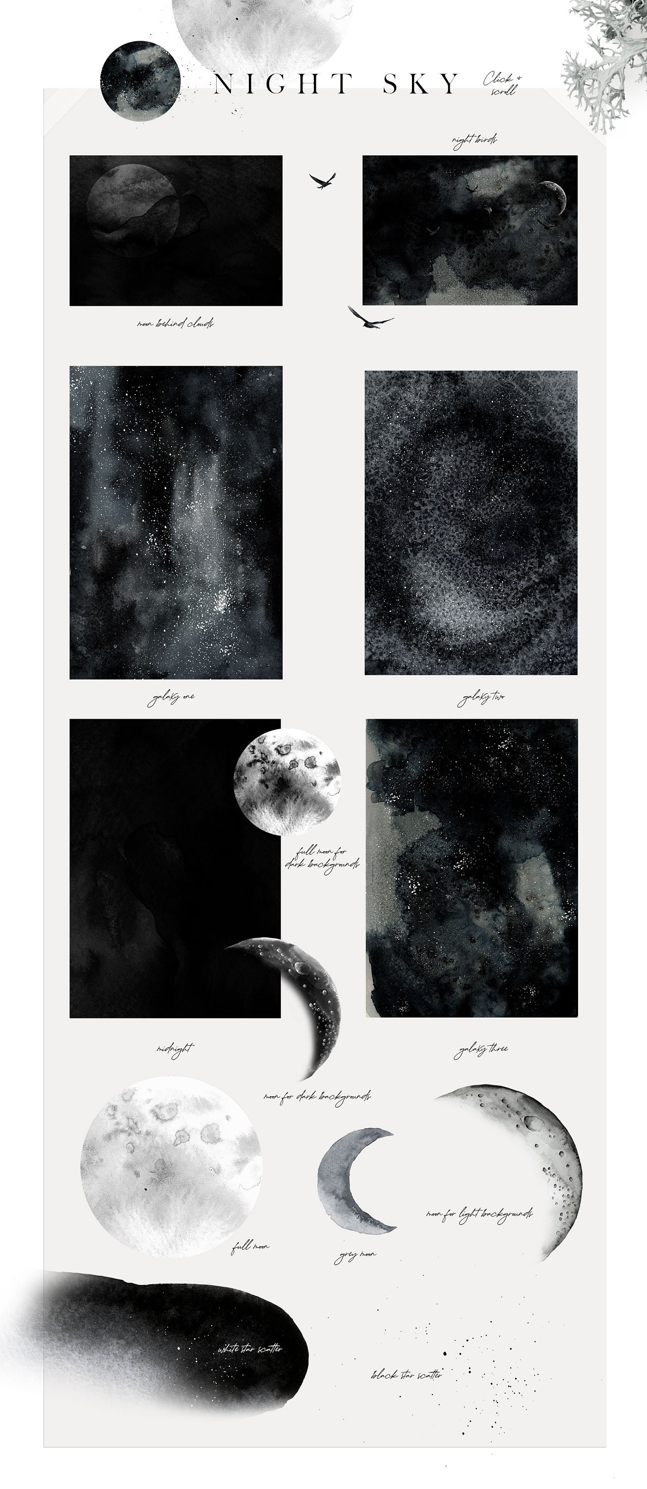 Night in the Deep Watercolor Clipart Collection Clip Art - Etsy