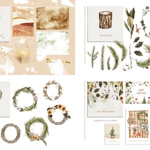 Bohemian Christmas Watercolor Clipart Collection, Clip Art, Hand ...