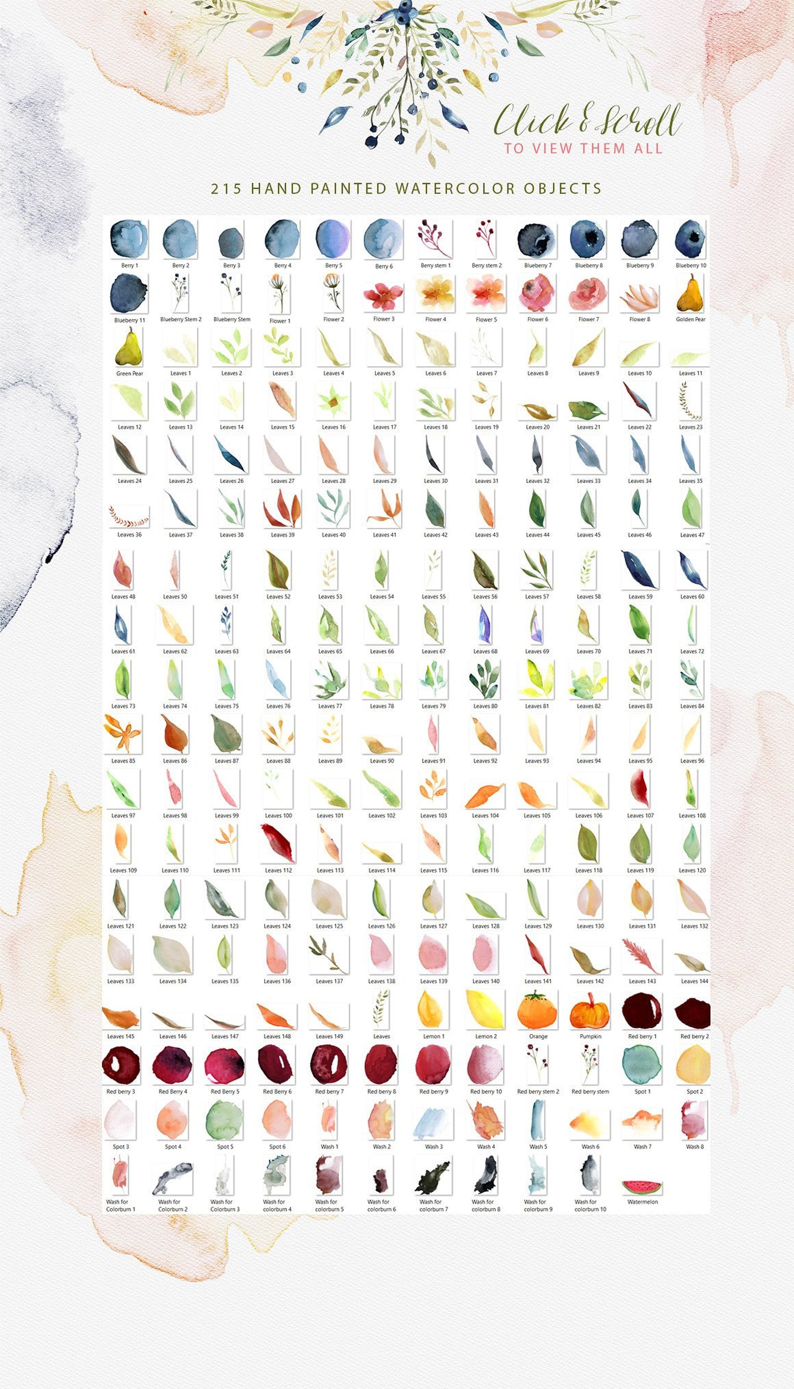 Floral Clipart Set Fall Watercolor Hand Painted - Etsy