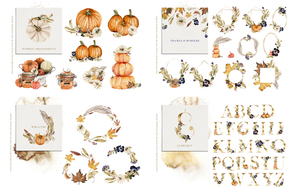 Watercolor Clip Art Fall Flowers Wedding Watercolor - Etsy