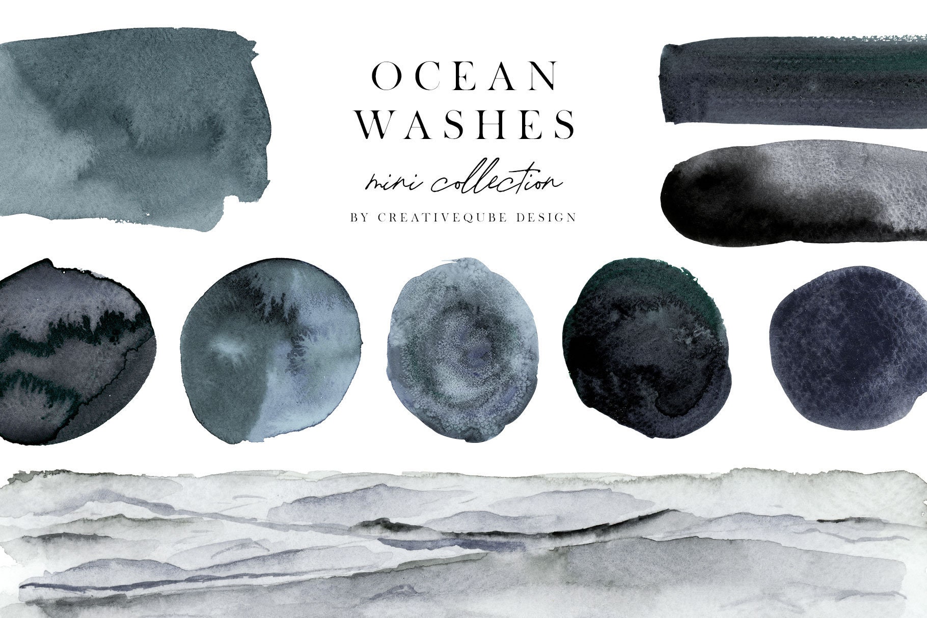 Ocean Washes Watercolor Mini Collection Clip Art Hand - Etsy