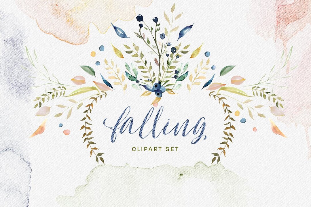 Floral Clipart Set, Fall Watercolor, Hand Painted Illustrations, Clip ...