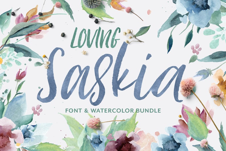 Calligraphy Font Bundle Watercolor Clip Art Digital Fonts - Etsy