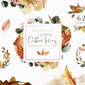 Watercolor Clip Art, Fall, Flowers, Wedding Watercolor, Digital Paper ...