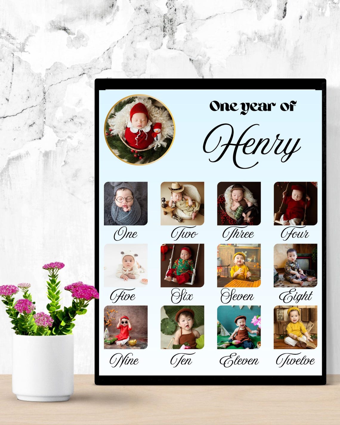 Custom Baby First Year Photo Frame, Personalized 12 Month Picture ...