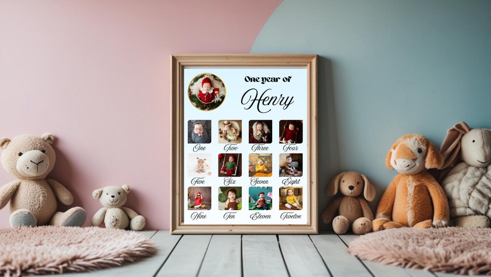 Custom Baby First Year Photo Frame, Personalized 12 Month Picture ...