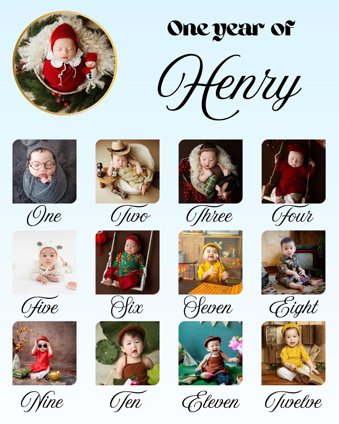 Custom Baby First Year Photo Frame, Personalized 12 Month Picture ...