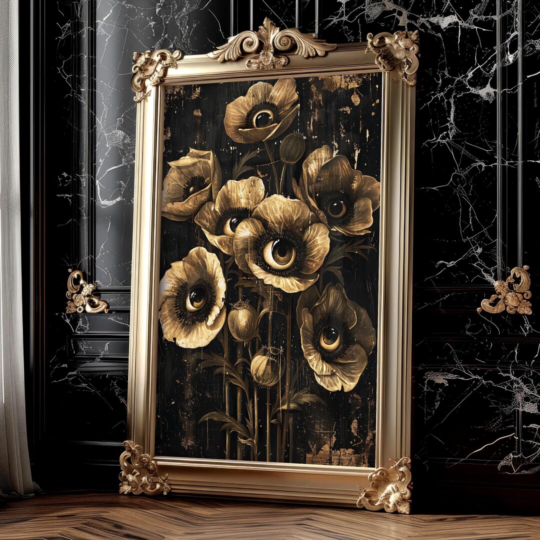 Creepy Eyes Art Poppies Print Cottagecore Gothic Botanical Print ...
