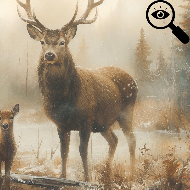 Rustic Deer Art Stag Print Cabin Decor Woodland Room Man Cave Hunting ...