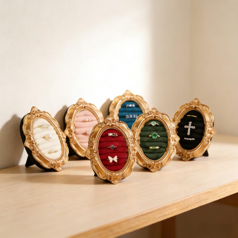 Vintage Baroque Jewelry Display Frame, Gold Ornate Ring Holder, Retro ...