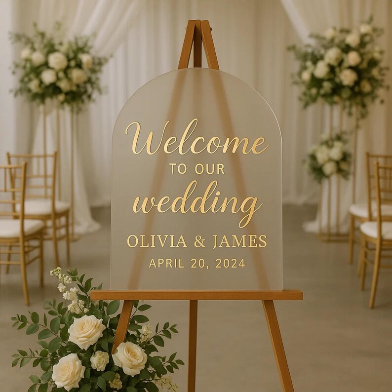 Custom Wedding Welcome Signs / Personalized Frosted Arched Acrylic ...
