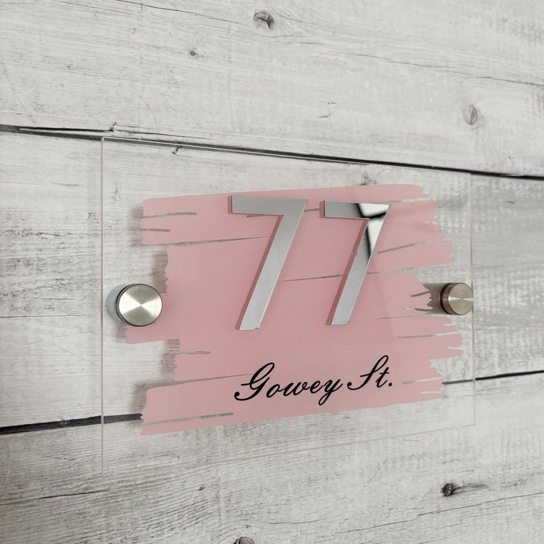 Custom Door Number Acrylic Sign / Colorful Background Minimalist ...
